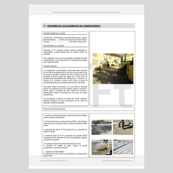 Informe técnico filtraciones y humedades Ficherotecnia