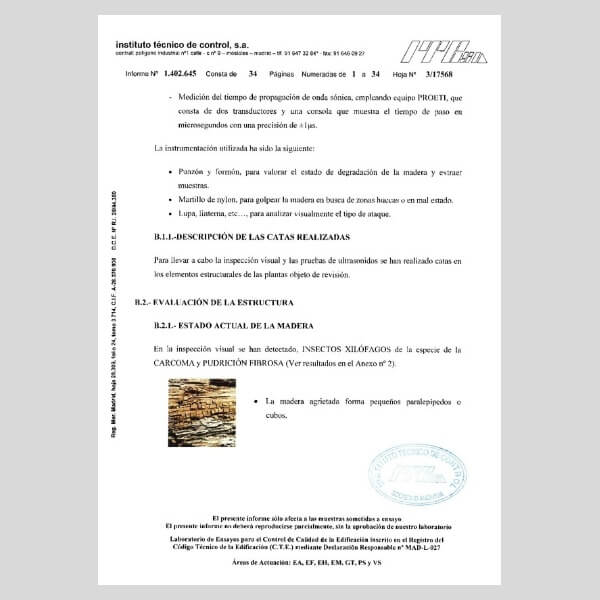 Informe para descargar sobre la evaluación de un edificio.