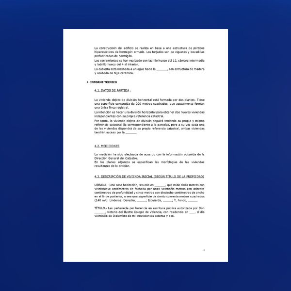 Informe de división horizontal de vivienda entre medianeras ※ Ficherotecnia